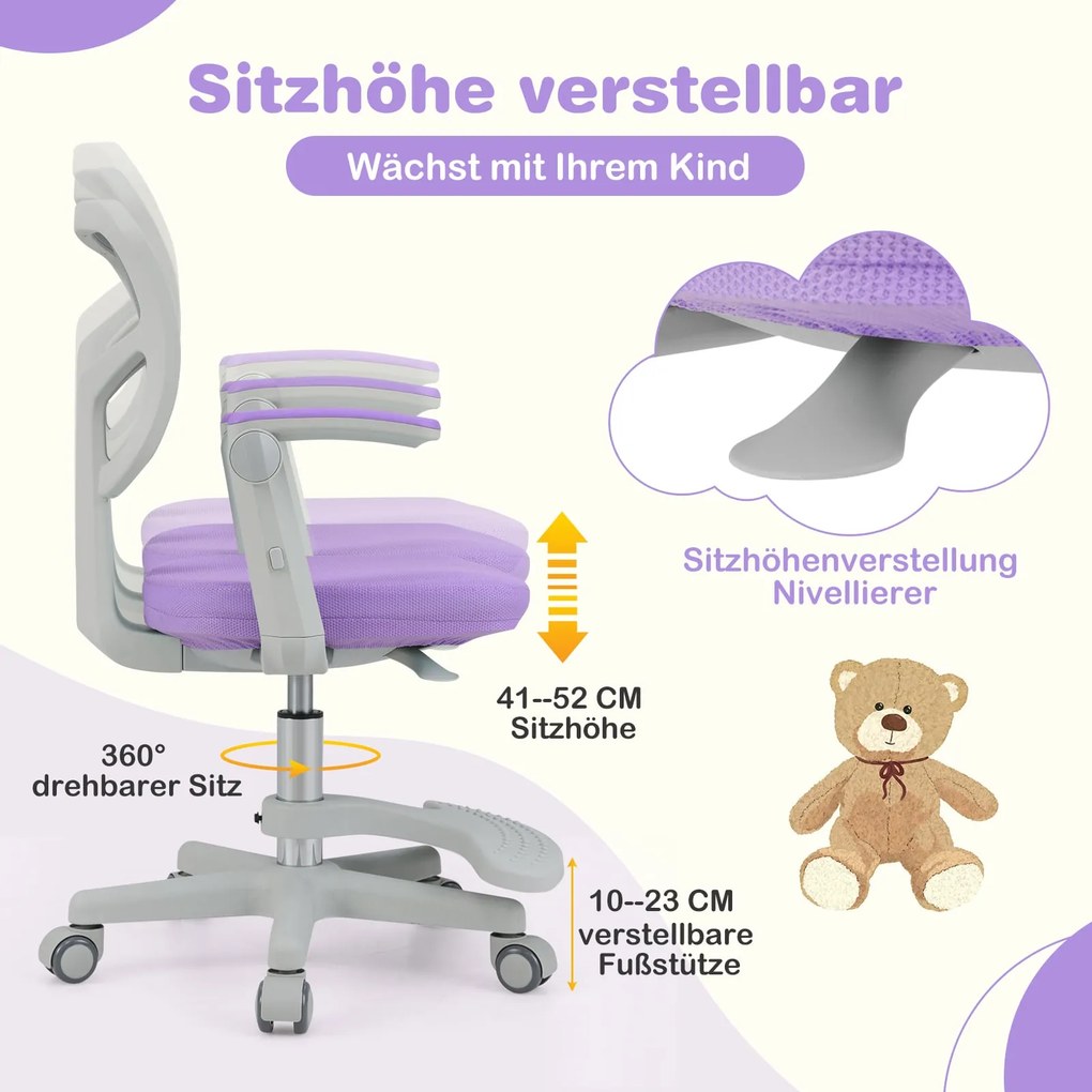 Costway Dětská psací židle s 41-52 cm výškově nastavitelná výška sedáku dětská