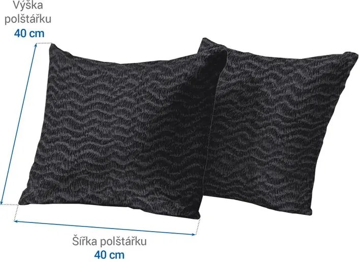 Bielastické potahy CRISTINA antracitová povlaky na polštářky 2 ks (40 x 40 cm)