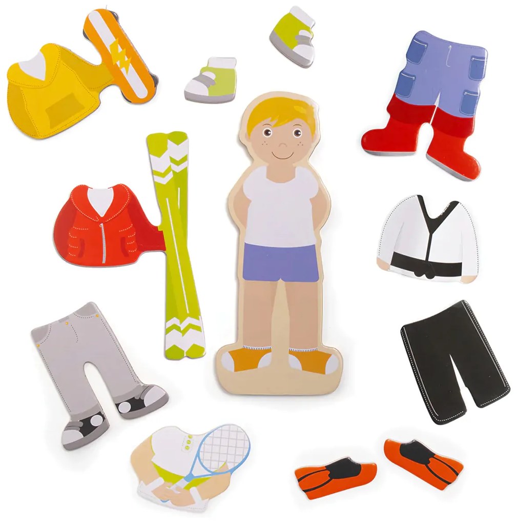 Bigjigs Toys Magnetické oblékací puzzle sportovní aktivity