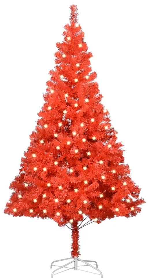 Umělý vánoční stromek s LED a stojanem červený 240 cm PVC,  3077430 HangarStore.cz