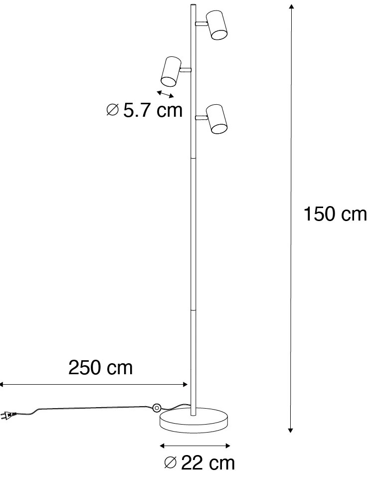 Moderní stojací lampa bronzová 3-světlo - Jeana