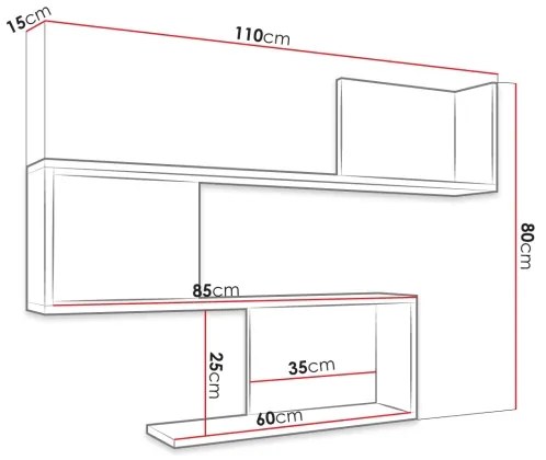 Nástěnná police MANUNIA 80x110 cm bílá