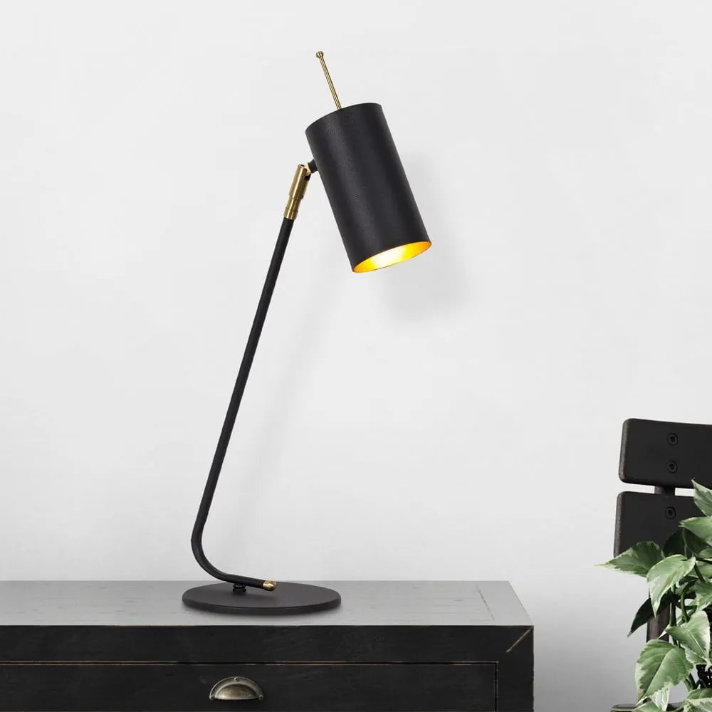 Stolní lampa v černé a zlaté barvě s kovovým stínidlem (výška 55 cm) Sivani – Opviq lights