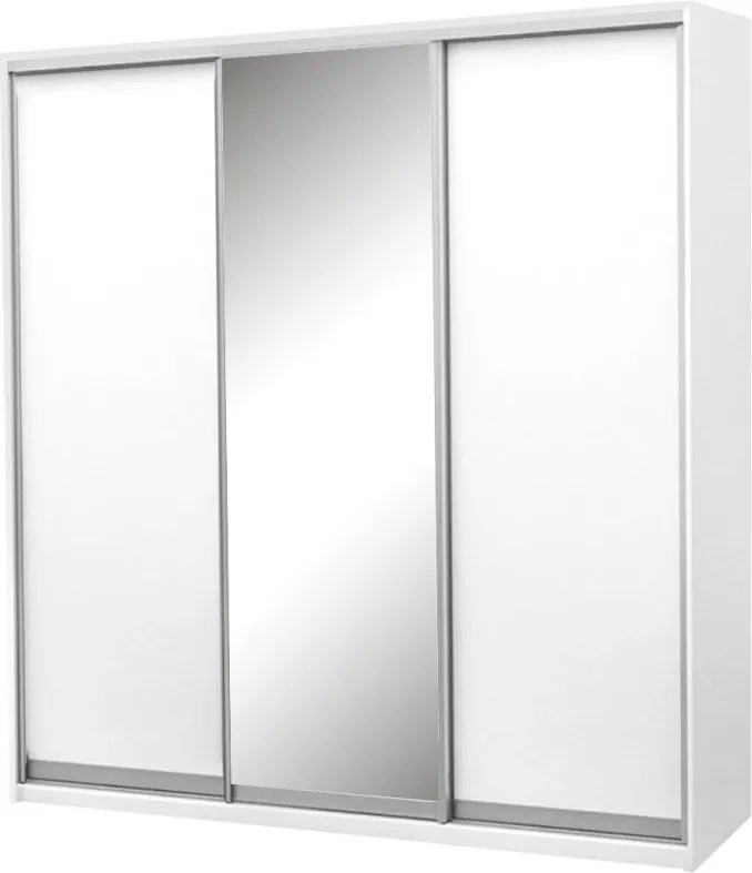 Skříň 3D 2220x2400x600, 2 DTD + 1 zrcadlo, bílá