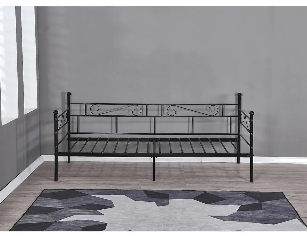 Jednolůžková postel 90 cm Rossa (s roštem) (černá). 1021276