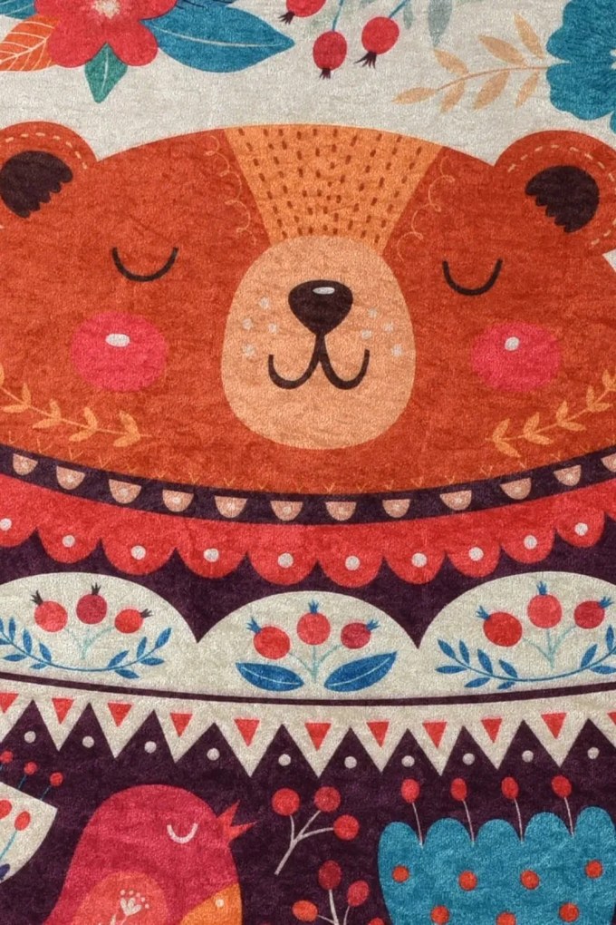 Dětský kulatý koberec Sweet Bear 140 cm vícebarevný