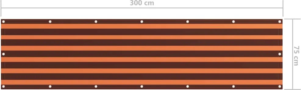 Balkónová zástěna oranžovo-hnědá 75 x 300 cm oxfordská látka 134924