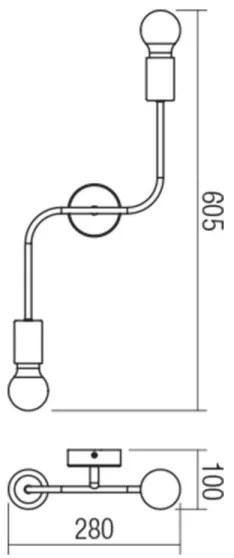 Redo 01-1668 - Stropní svítidlo YAK 2xE27/42W/230V