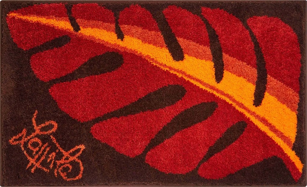 GRUND LEAF - Koupelnová předložka oranžová Rozměr: 60x100 cm