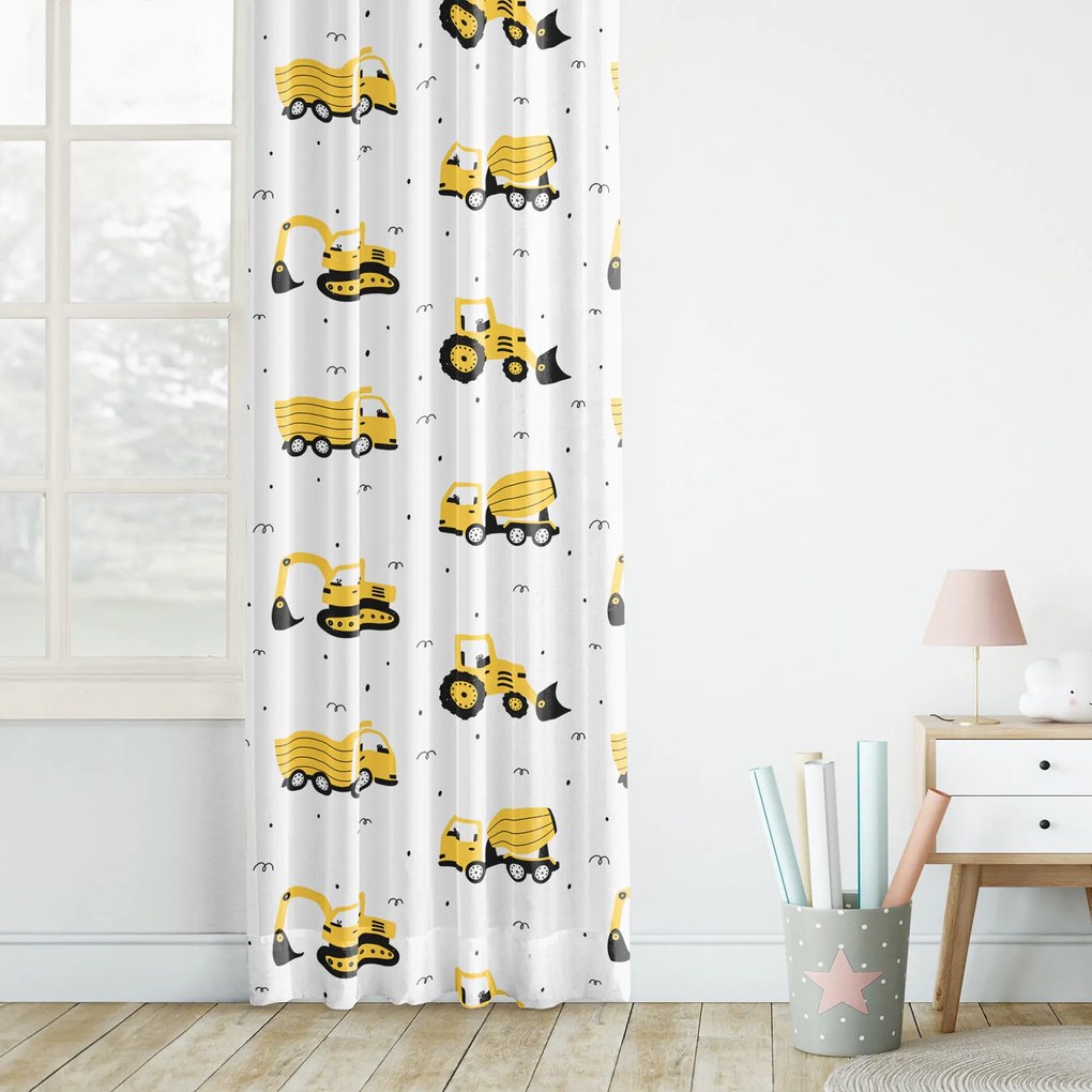 Goldea dětský bavlněný závěs - bagry a stavební auta 220x150 cm