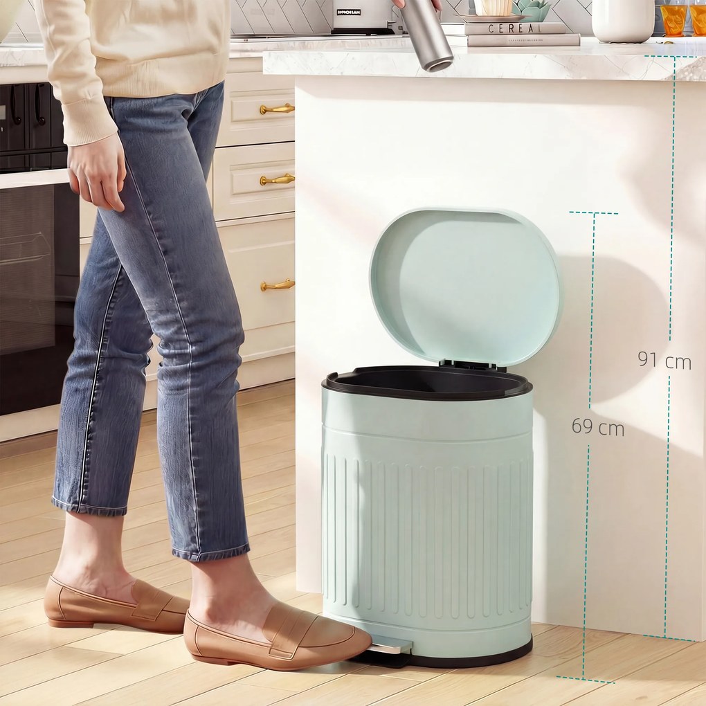 HOMCOM odpadkový koš 20 l s víkem a nožním pedálem – vyjímatelný vnitřní kbelík, tlumené zavírání – zelený, 36,5 x 31,2 x 45 cm
