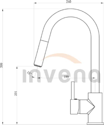 Invena Elia, stojánková dřezová baterie s výsuvnou výlevkou, chromová, INV-BZ-89-W01-C