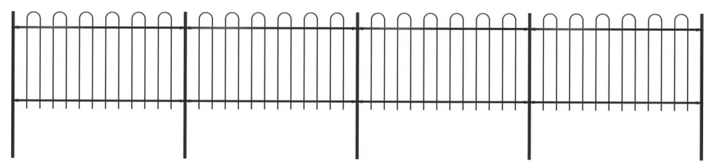 Zahradní plot s obloukem nahoře ocelový 714,5 x 100 cm černý