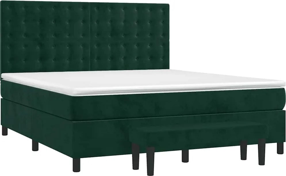 Box spring postel s matrací tmavě zelená 180x200 cm samet 3138100