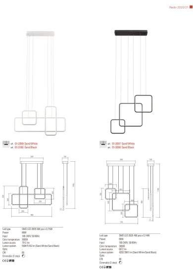 Redo 01-2098 - LED Stmívatelný lustr na lanku THAI LED/66W/230V 3000K černá
