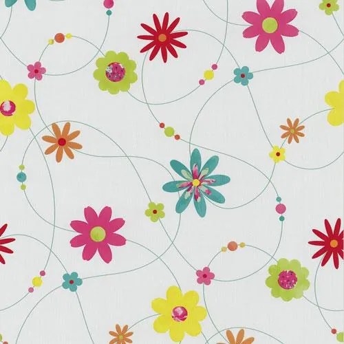 Papírové tapety na zeď X-treme Colors - květiny barevné na bílém podkladu