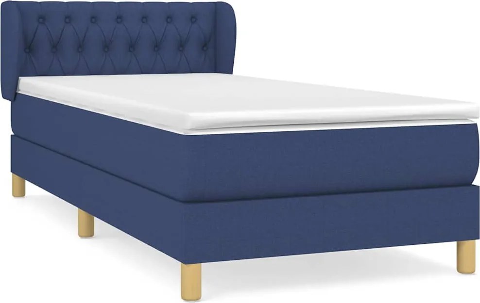 Box spring postel s matrací modrá 90x190 cm textil 3127011