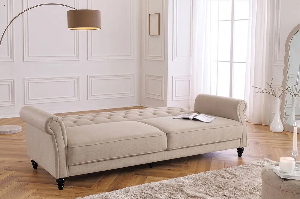 Designová rozkládací pohovka Scarlet 220 cm šampaňský samet