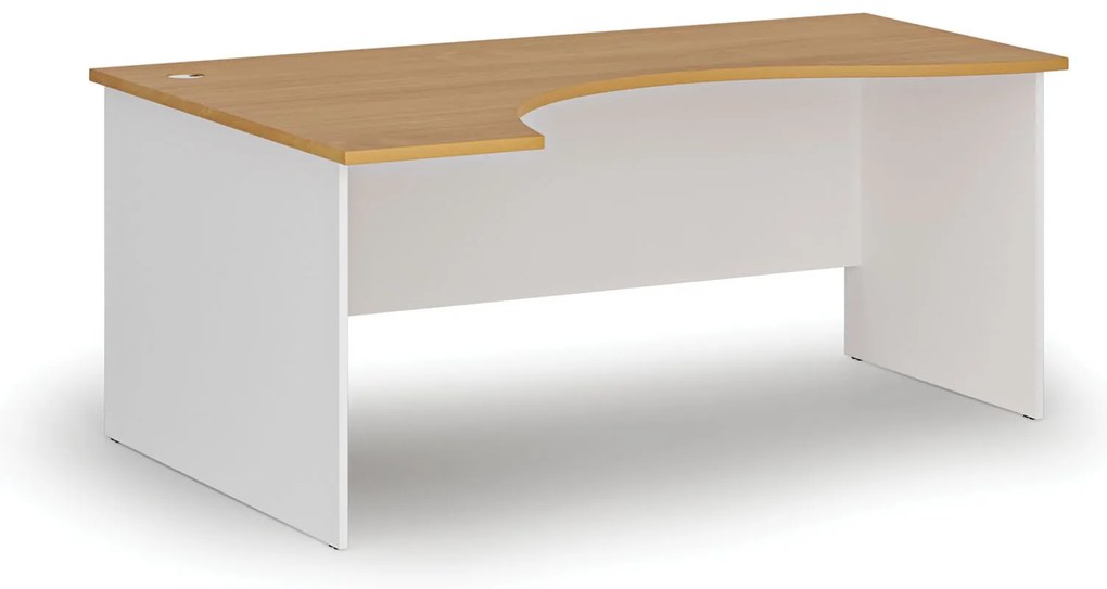 Ergonomický kancelářský psací stůl PRIMO WHITE, 180x120 cm, levý, bílá/buk