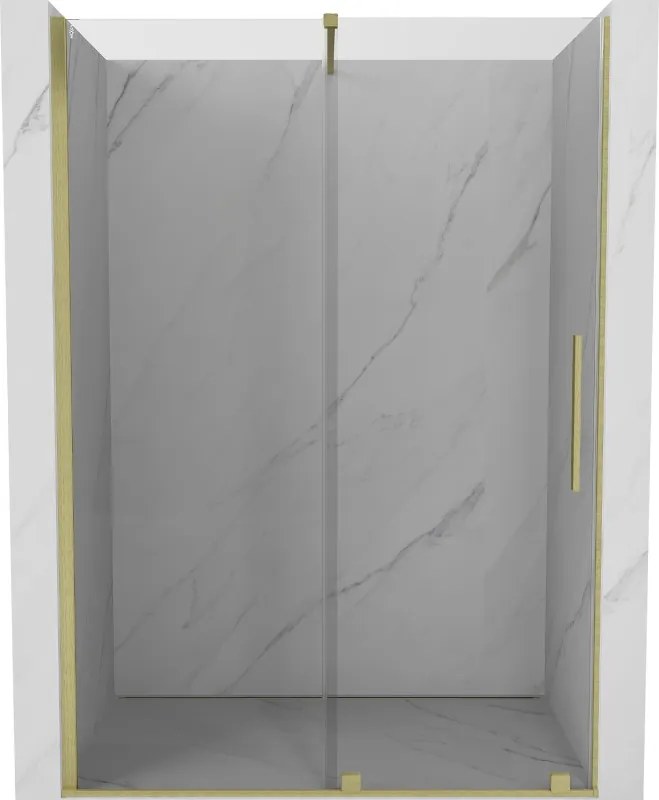 Mexen Velar posuvné sprchové dveře 140 cm, transparentní, kartáčované zlaté - 871-140-000-01-55