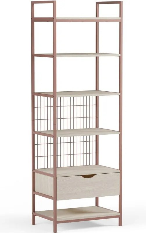 Ocelová knihovna v terakotové barvě 60x179,5x40 cm Amara – Marckeric