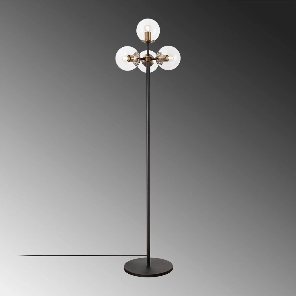 OPVIQ Podlahová lampa AKKAS černá čiré sklo