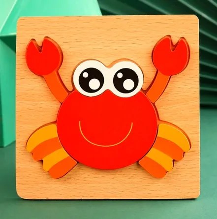 Montessori dřevěné hračky - obrázkové puzzle, zvířátka Varianta: Puzzle - krab