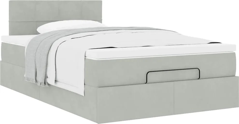 Osmanský rám postele s matrací světle šedá 120x200cm samet 3311765