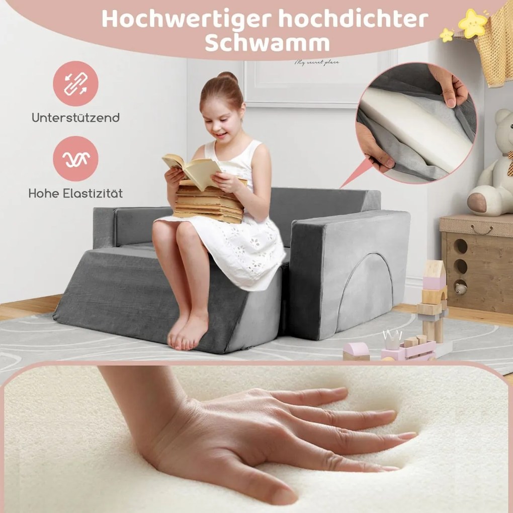 Costway Modulární dětská pohovka Play Sofa Modulární pohovka s – šedá