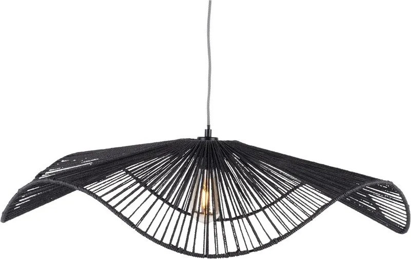 Černé kovové závěsné svítidlo se stínidlem z papírového výpletu ø 80 cm Sombra – Leitmotiv
