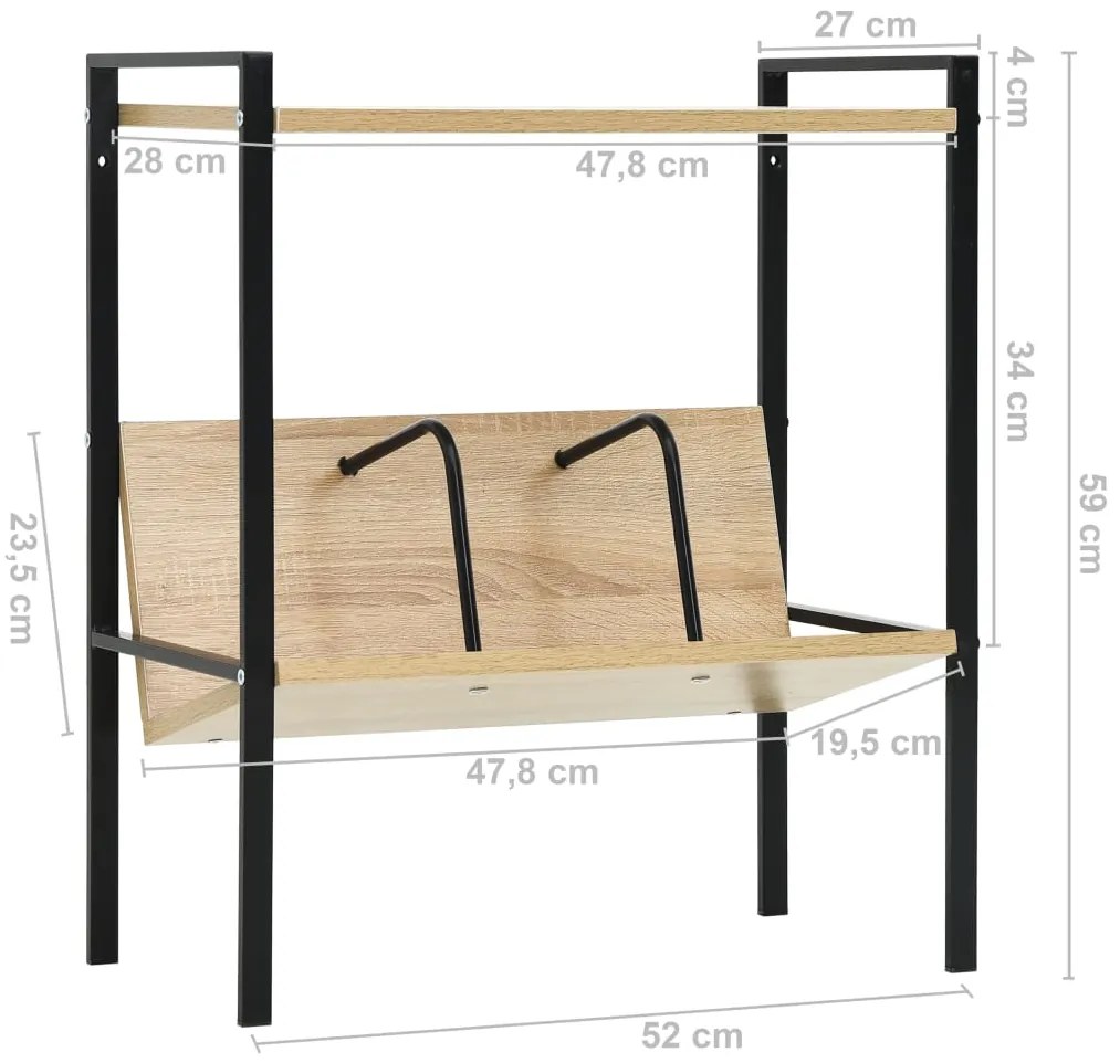 vidaXL Marketos Knihovna se 2 policemi černá a dub 52x28x59 cm kompozitní dřevo