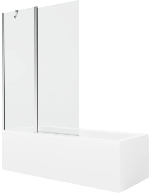 Mexen Cubik obdélníková vana 150 x 70 cm s pláštěm 1-křídlovou zástěnou 120 cm, Průhledné, Chromovaná - 550315070X9412110100