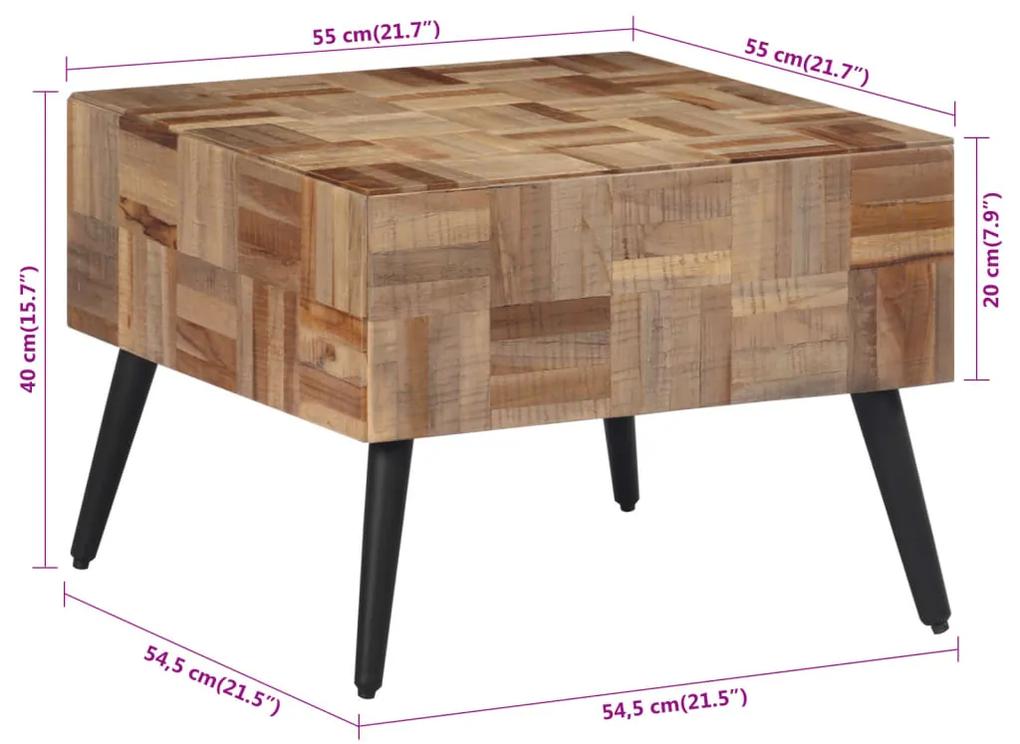 Konferenční stolek šedý 55x55x40 cm masivní recyklovaný teak - Default Title