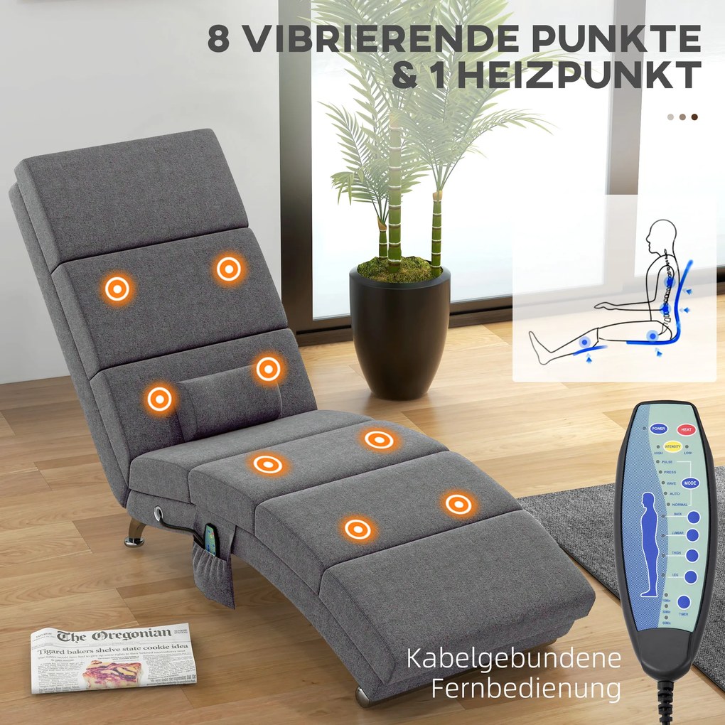 HOMCOM polohovací křeslo s masážní funkcí elektrické lounge křeslo masážní křeslo s vysokým opěradlem, dálkové ovládání, skládací TV křeslo s 5 režim…