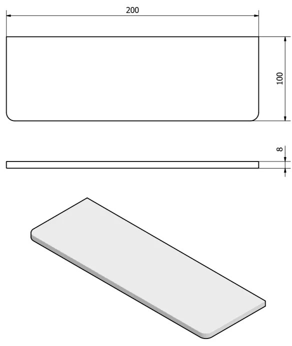 Sapho Police 200x100x8mm, čiré sklo 23478