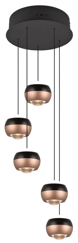 LED závěsné svítidlo s kovovým stínidlem ø 30 cm v černo-měděné barvě Orbit – Trio Select
