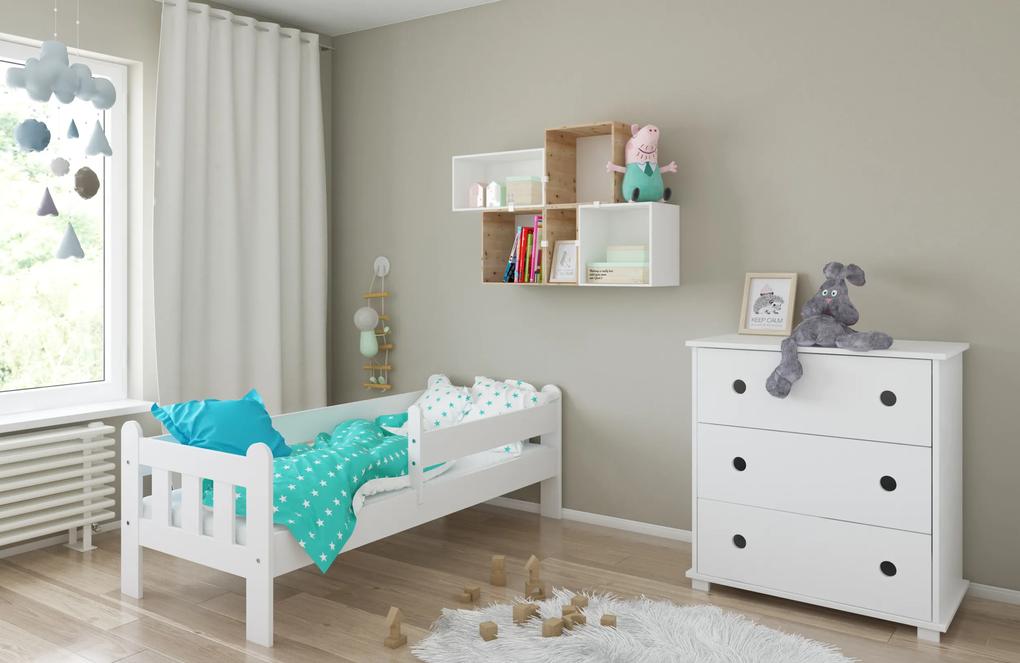 BabyBeds Dětská postel STAS Velikost postele: 180x80 cm, Barevné provedení: Šedá, Úložný prostor: Ne, bez úložného prostoru Bílá