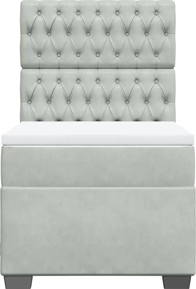 Box spring postel s matrací světle šedá 100x200 cm samet 3293140