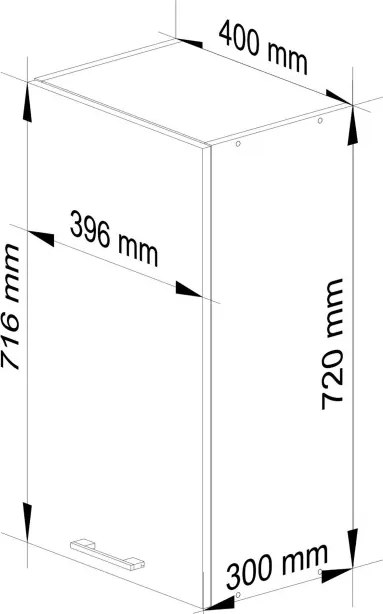 Horní kuchyňská skříňka OLIWIA W 40 H720 bílá / červená, lesk