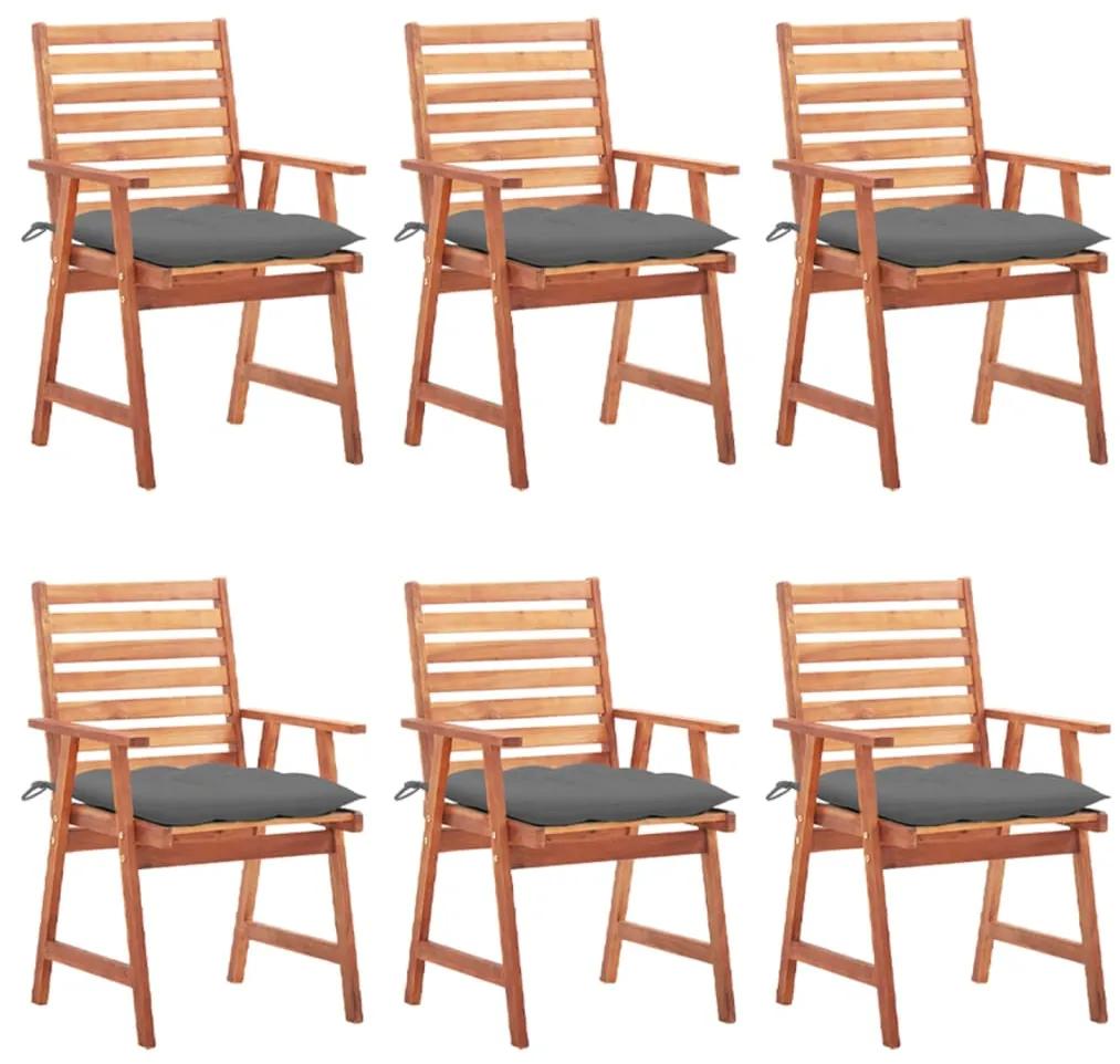 Zahradní jídelní židle 6 ks s poduškami masivní akáciové dřevo,  3078363