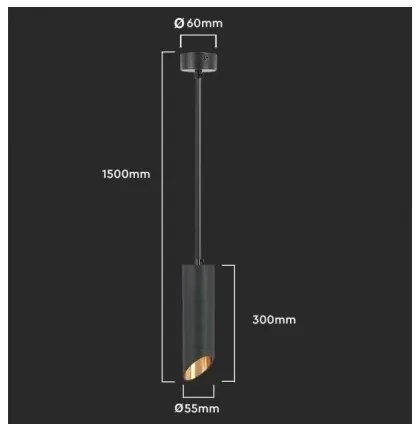 Lustr na lanku 1xGU10/35W/230V 30 cm černá