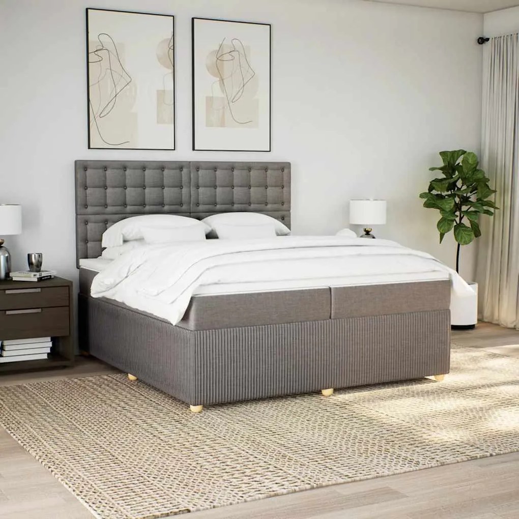 Box spring postel s matrací taupe 200x200 cm textil 3292181