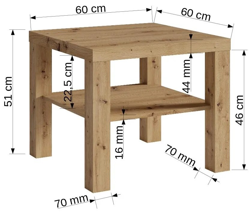 Konferenční stolek BILL 60x60 Hlavní barva: Artisan & Černý mat