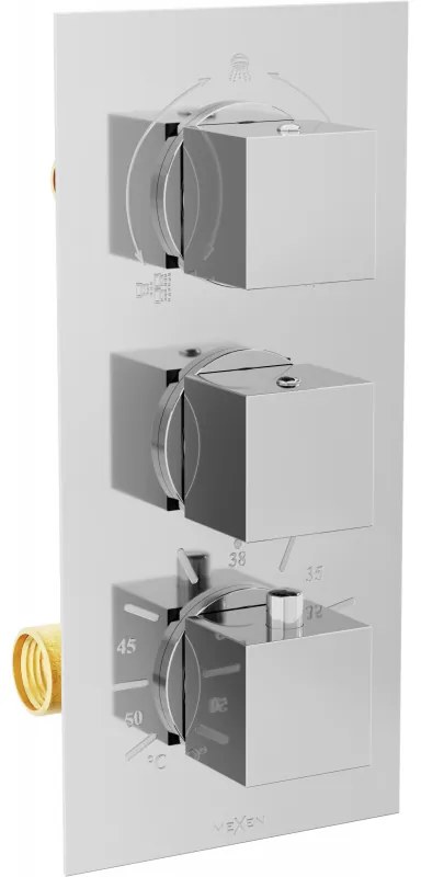 Mexen CUBE - 3-výstupová podomítková sprchová baterie, Chromová, 77503-00