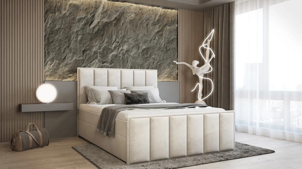 SFAB Kontinentální čalouněná postel VERONA (180x200 cm) Látka Velutto: Velutto 15 - Stříbrná