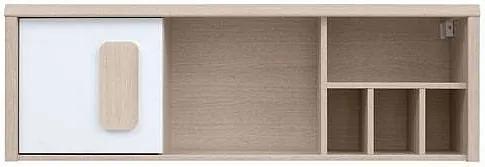 Závěsná dětská skříňka Juneco, LTD + MDF, dub světlý belluno / bílá / akát, 120x40x28 cm