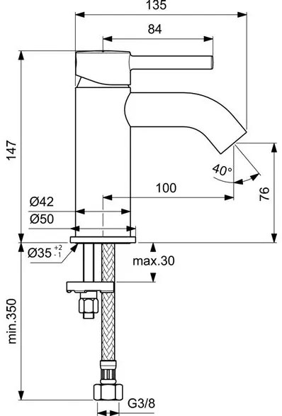 Ideal Standard Ceraline Baterie umyvadlová bez výpusti, chrom BC268AA