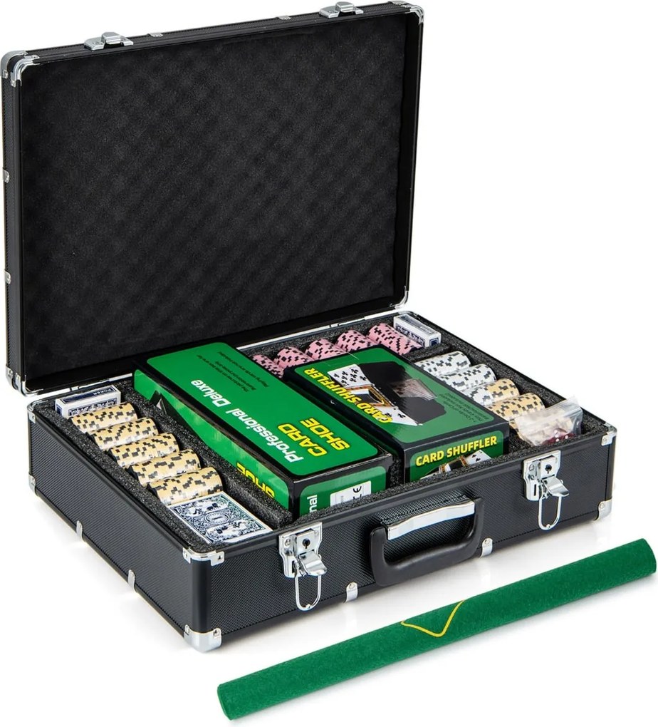 Costway 600-dílná sada pokerových žetonů 14 gramové žetony Claytec s černou