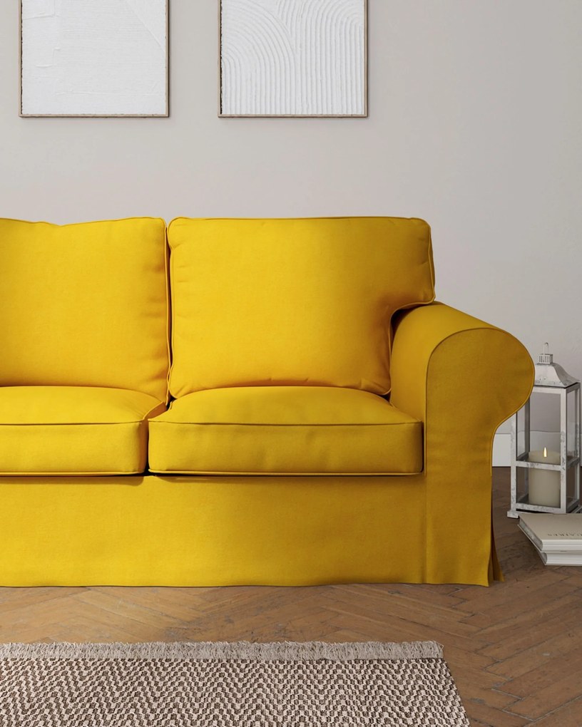 Potah na pohovku IKEA  Ektorp 3-místná, rozkládací STARÝ MODEL PIXBO barva žlutá látka pletený vzor