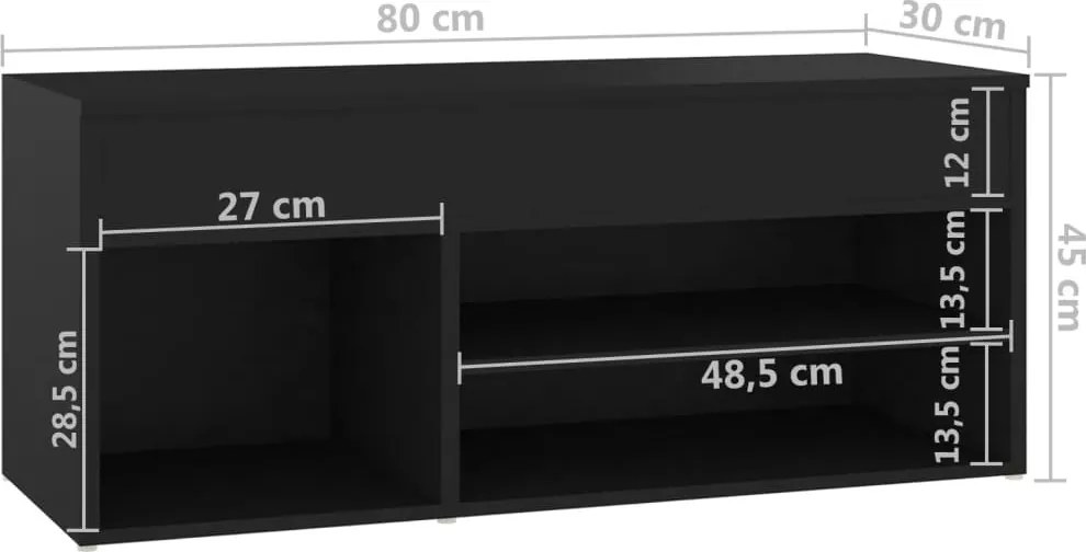 vidaXL Lavice s botníkem 80 x 30 x 45 cm dřevotříska [808748] Barva: Betonová šedá